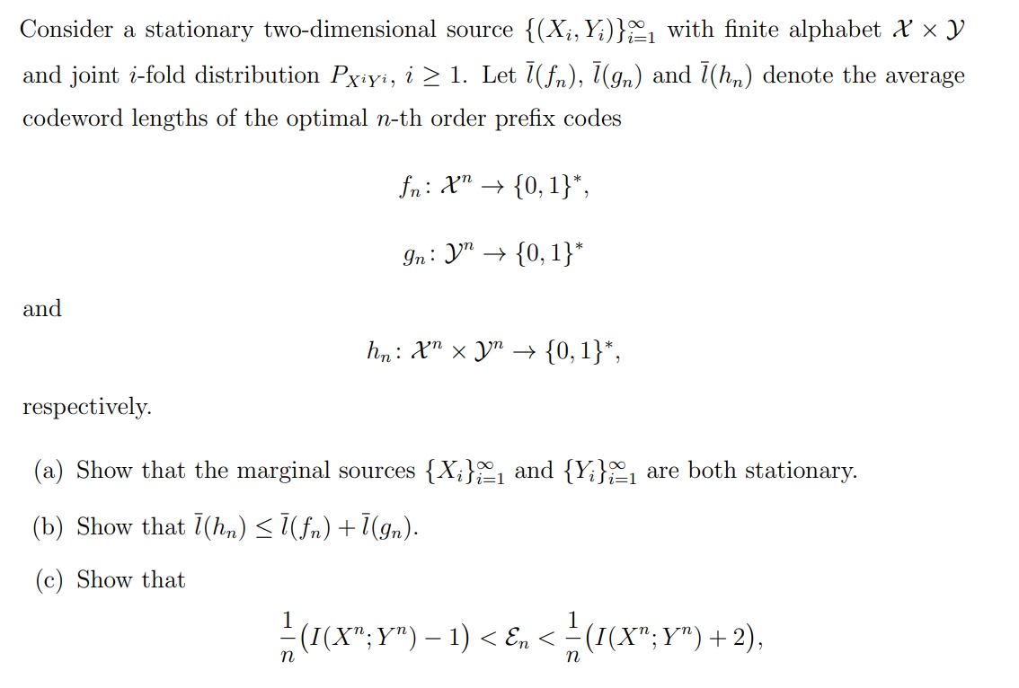Solved Consider a stationary two-dimensional source | Chegg.com
