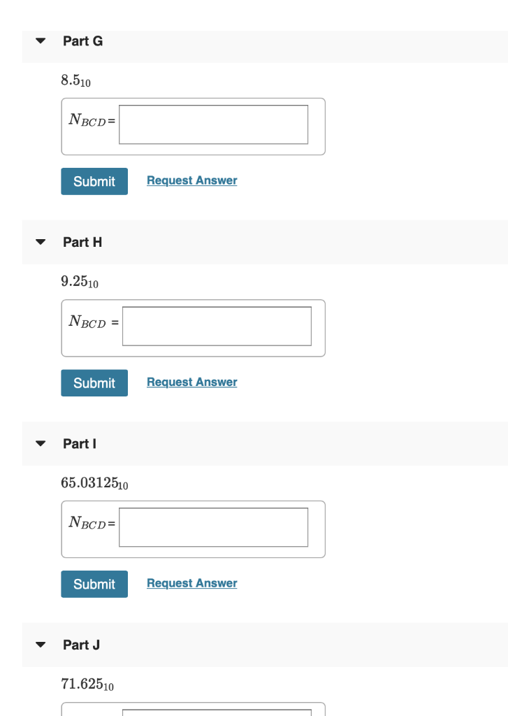 Solved Part A Express the following decimal numbers in | Chegg.com