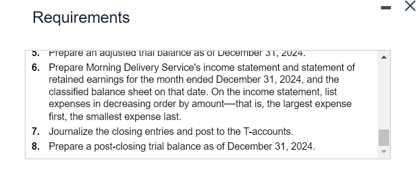 Solved Morning delivery service completed the following | Chegg.com