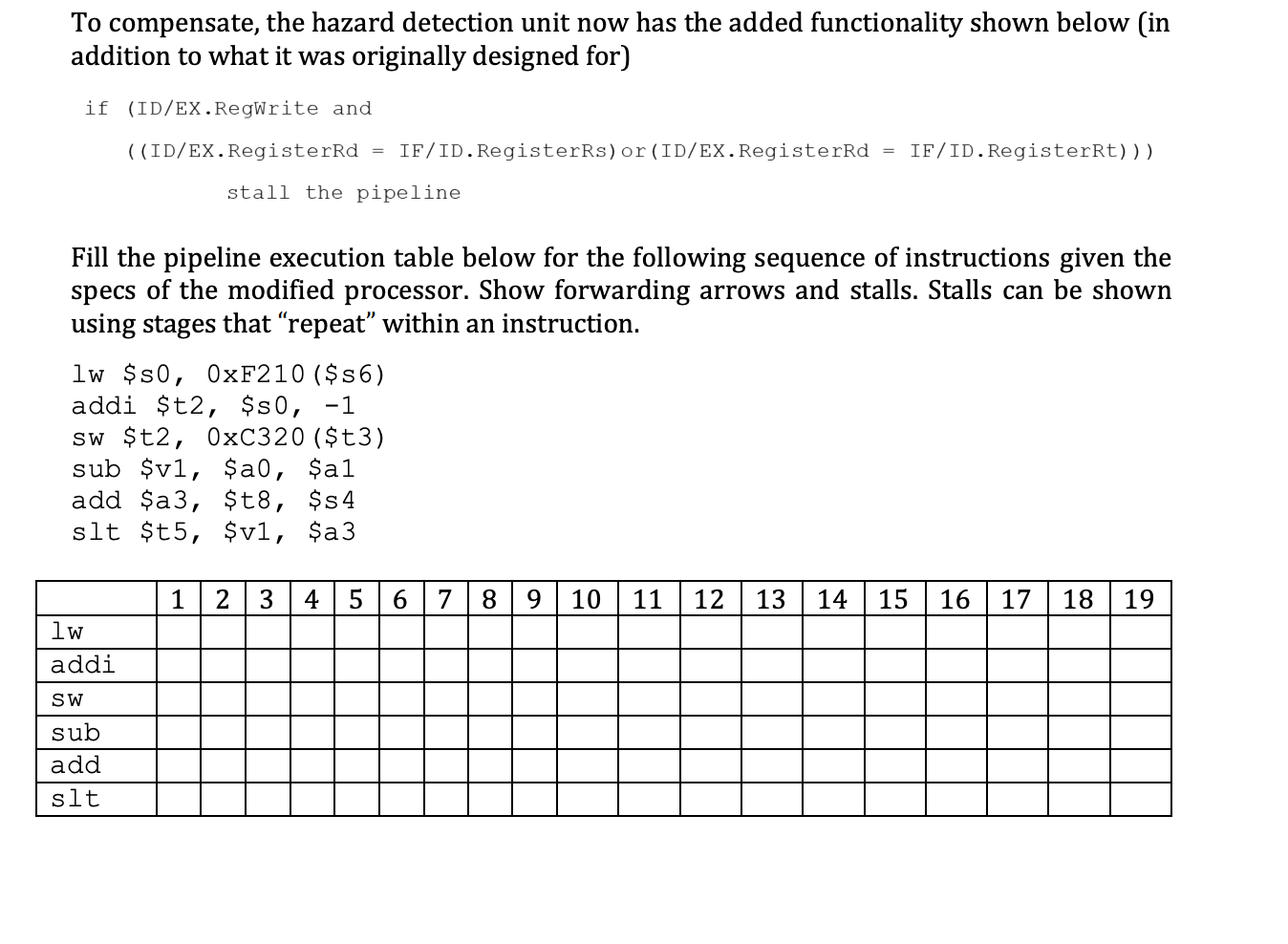 2. (12 points) Use the following pipeline diagram as | Chegg.com