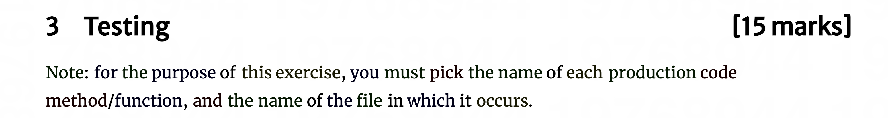 Solved 3 Testing (15 marks] Note: for the purpose of this | Chegg.com