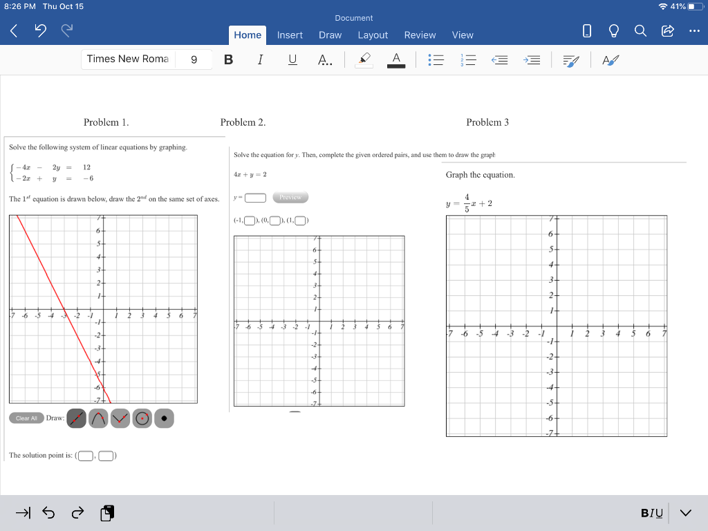 Solved 8:26 PM Thu Oct 15 41% Document 14 Home Insert Draw | Chegg.com