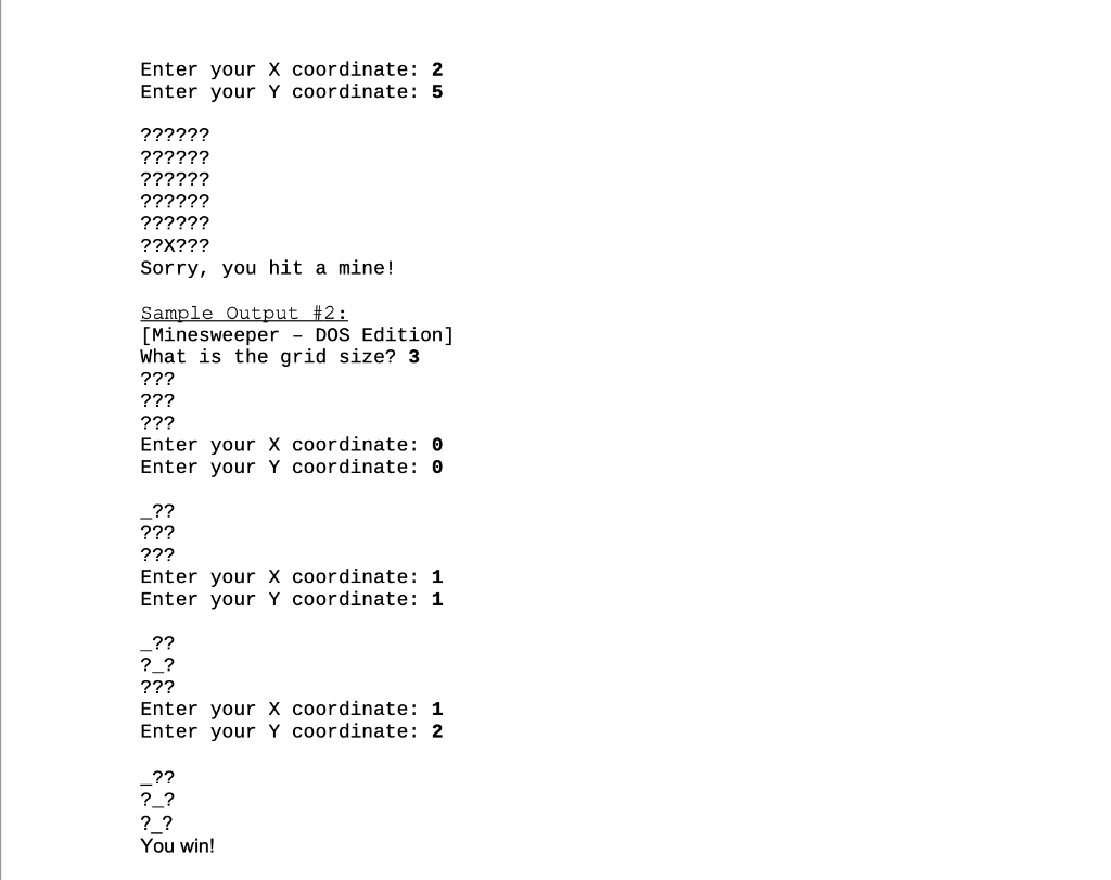 Solved Assignment 6C: Minesweeper - Simplified. For many | Chegg.com