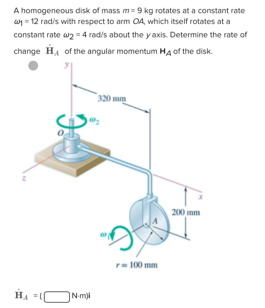 Solved A homogeneous disk of mass m=9 kg rotates at a | Chegg.com