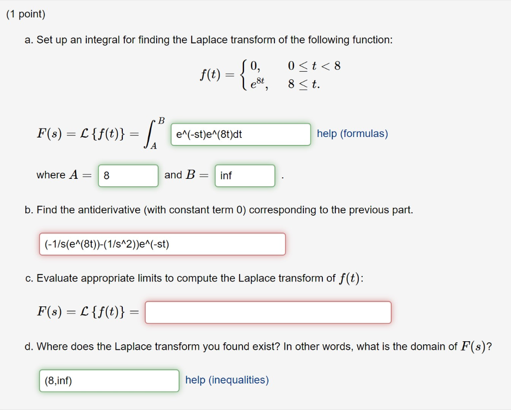Solved: Set Up An Integral For Finding The Laplace Transfo... | Chegg.com