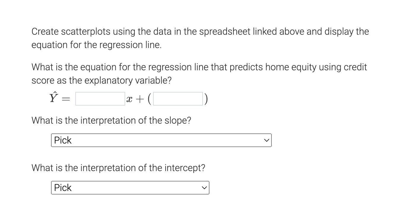 Solved Create scatterplots using the data in the spreadsheet | Chegg.com