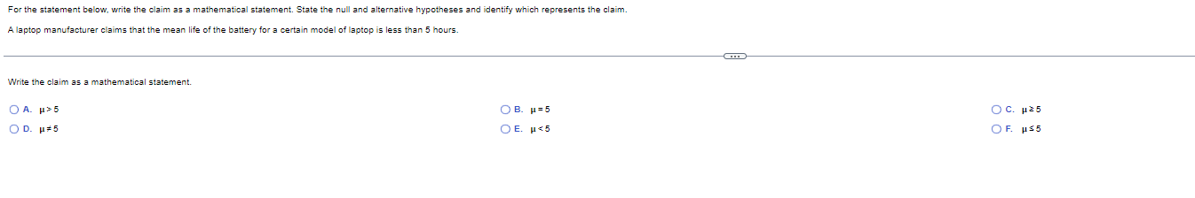 Solved For the statement below, write the claim as a | Chegg.com