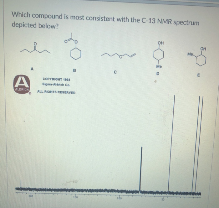 Solved Which compound is most consistent with the C-13 NMR | Chegg.com