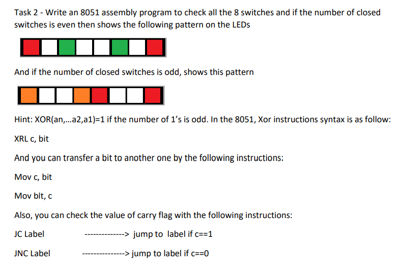 Task 2 - Write an 8051 assembly program to check all | Chegg.com