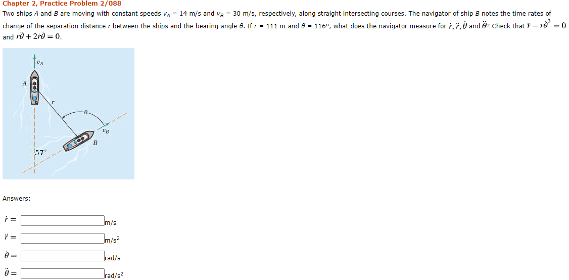 Solved Chapter 2, Practice Problem 2/088 Two ships A and B | Chegg.com