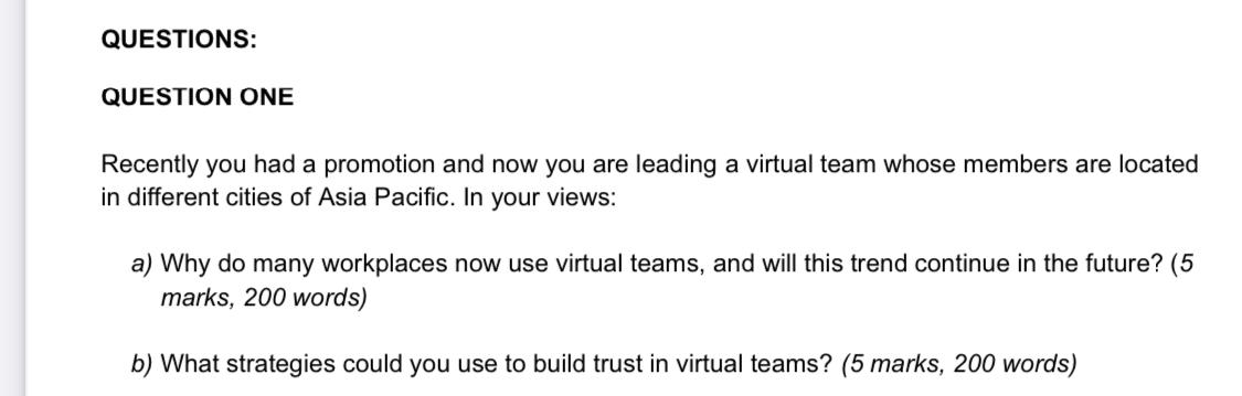Solved QUESTIONS: QUESTION ONE Recently you had a promotion | Chegg.com