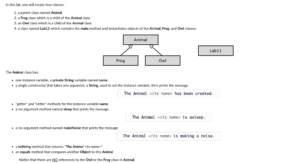Solved In this lab, you will create four classes: 1. a | Chegg.com