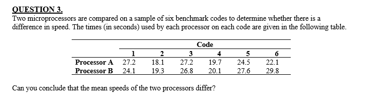 Solved QUESTION 3. Two microprocessors are compared on a | Chegg.com