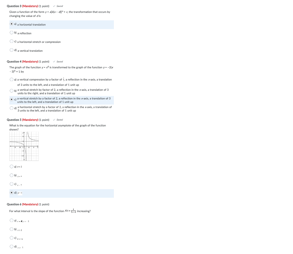Solved Question 3 (Mandatory) (1 point) Saved Given a | Chegg.com