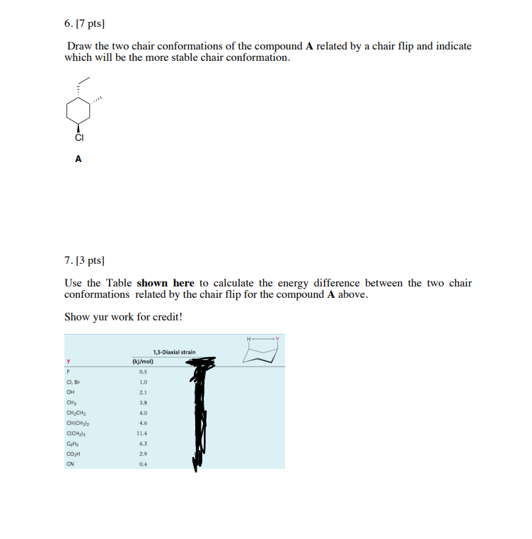 Solved 6.17 pts) Draw the two chair conformations of the | Chegg.com