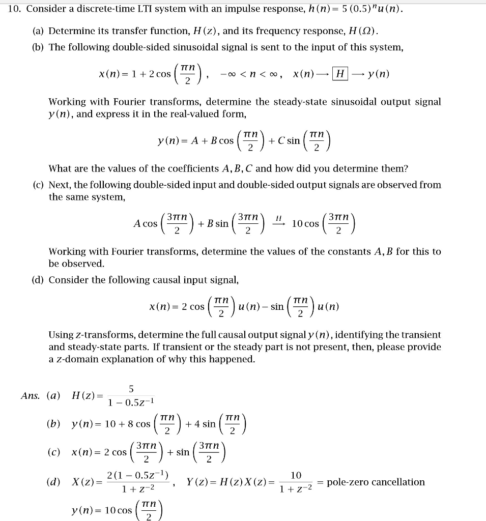 Solved 10. Consider a discrete-time LTI system with an | Chegg.com