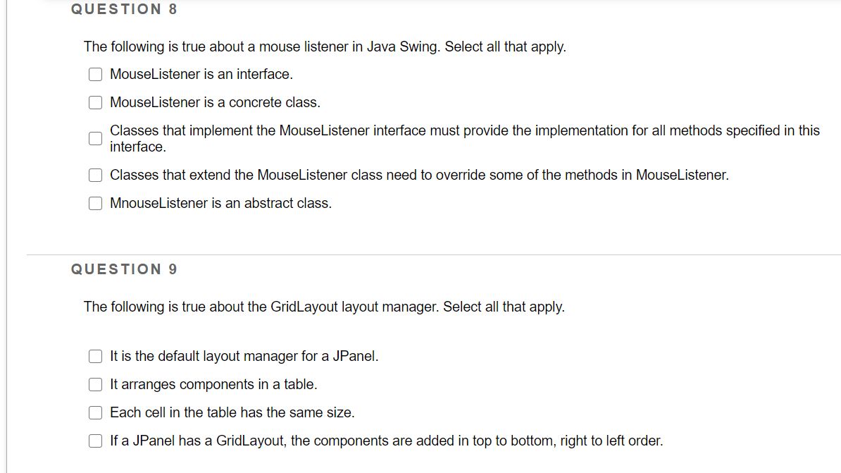 Solved QUESTION 8 The following is true about a mouse | Chegg.com