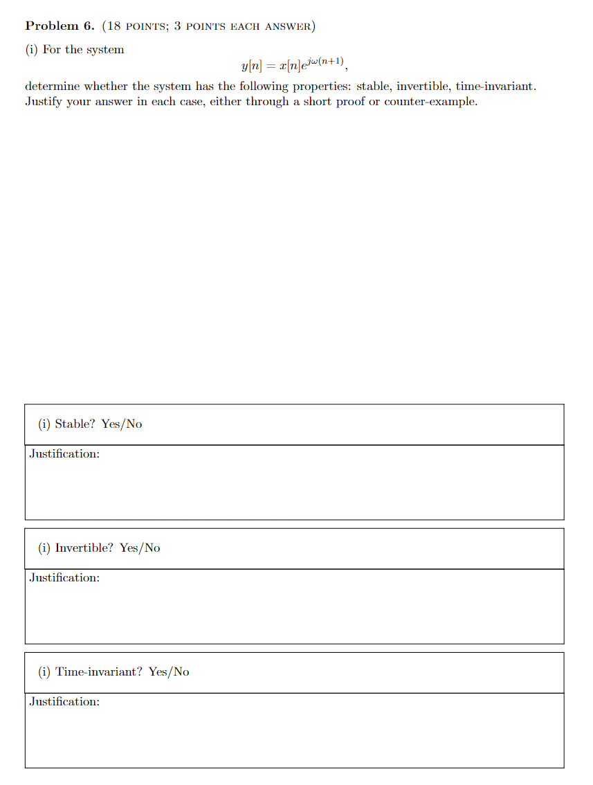 Solved Problem 6. (18 ﻿POINTS; 3 ﻿POINTS EACH ANSWER)(i) | Chegg.com