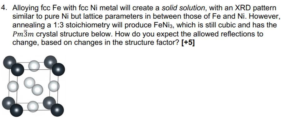 Solved 4. Alloying fcc Fe with fcc Ni metal will create a | Chegg.com