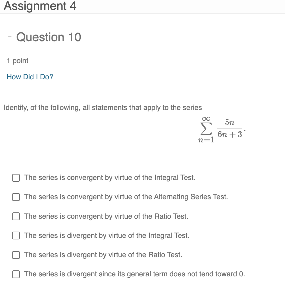 Assignment 4Question 101 ﻿pointHow Did I Do?Identify, | Chegg.com