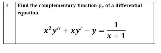 Solved Find the complementary function y, of a differential | Chegg.com