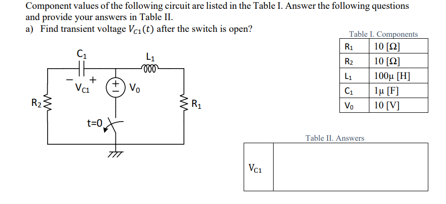 Solved Component values of the following circuit are listed | Chegg.com