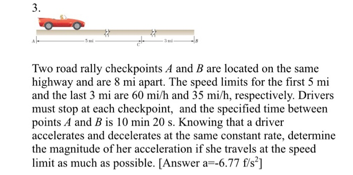 Solved 3. 3 mi Two road rally checkpoints A and B are | Chegg.com