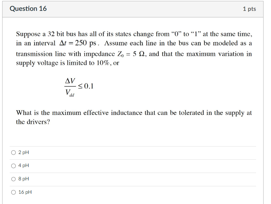 Solved Suppose a 32 bit bus has all of its states change | Chegg.com