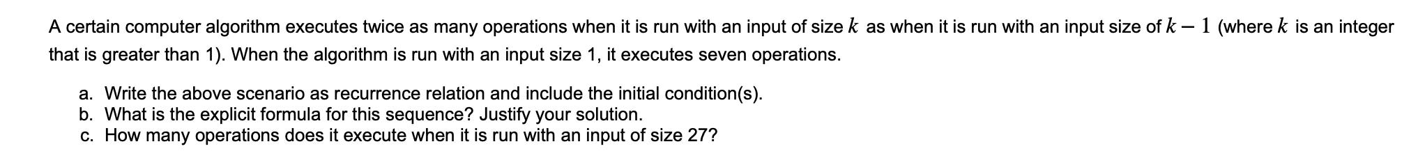 Solved A Certain Computer Algorithm Executes Twice As Many 3586