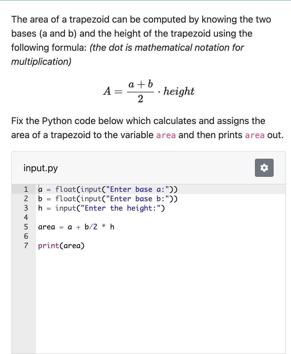 Solved The area of a trapezoid can be computed by knowing | Chegg.com