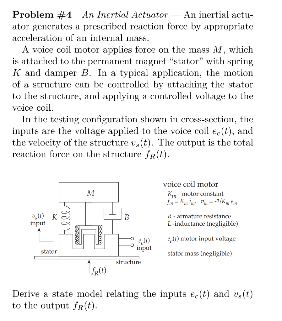 Solved Problem \#4 An Inertial Actuator - An inertial | Chegg.com