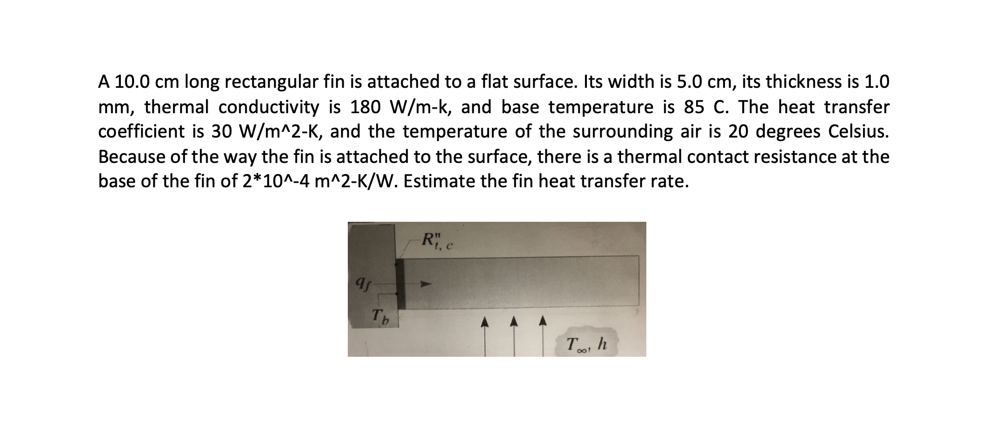 Solved A 10.0 cm long rectangular fin is attached to a flat | Chegg.com