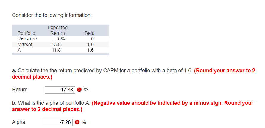 Solved Consider the following information Expected Return | Chegg.com