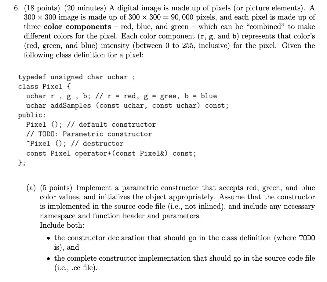 Solved 6. (18 points) ( 20 minutes) A digital image is made | Chegg.com