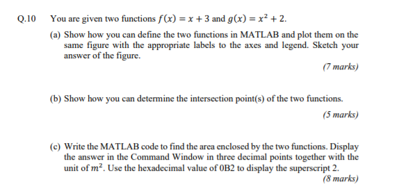Solved Q.10 You are given two functions f(x) = x+3 and g(x) | Chegg.com