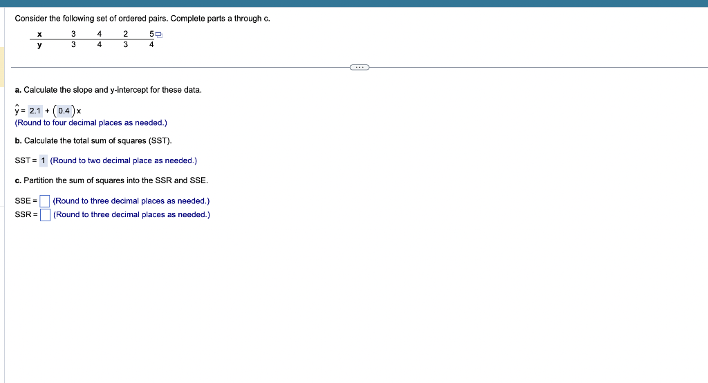 Solved Consider the following set of ordered pairs. Complete | Chegg.com