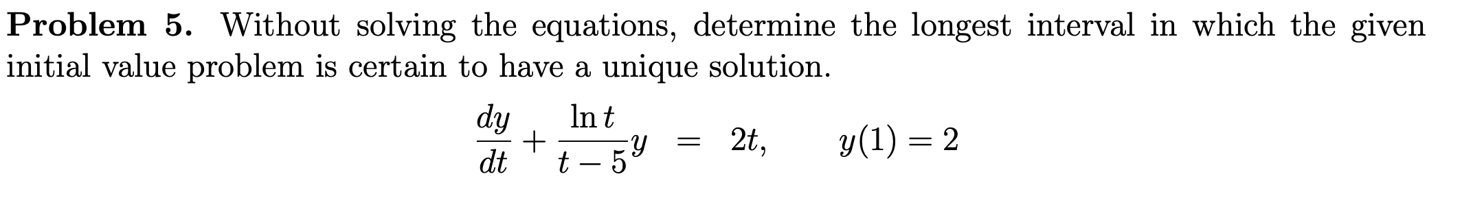 Solved Problem 5. Without solving the equations, determine | Chegg.com