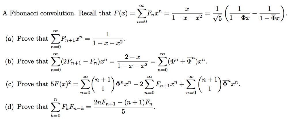 Solved A Fibonacci convolution. Recall that F(x)- > (a) | Chegg.com