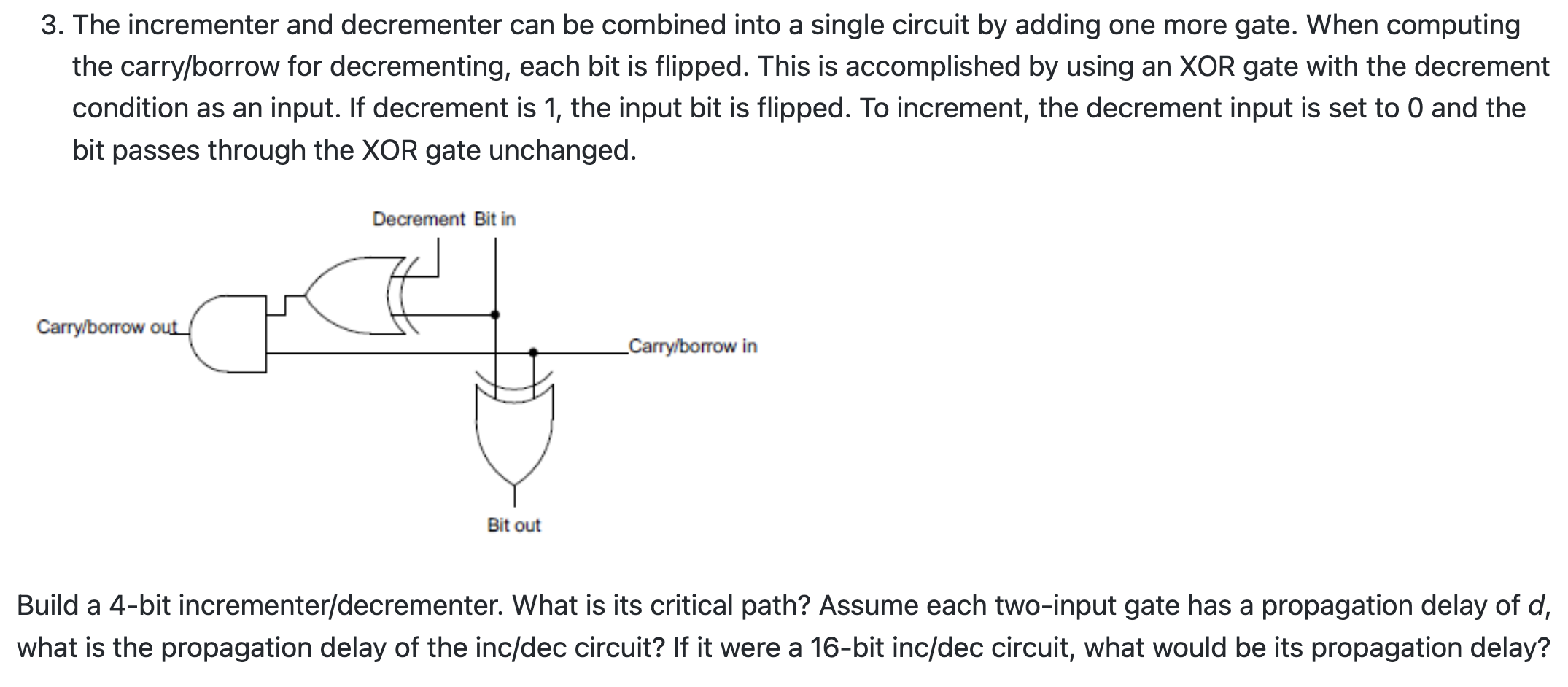 3. ﻿The incrementer and decrementer can be combined | Chegg.com