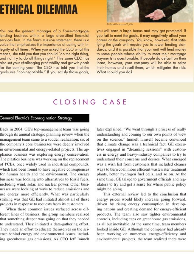 Solved 1. Ethical Dilemma 2. Case: General Electric’s | Chegg.com