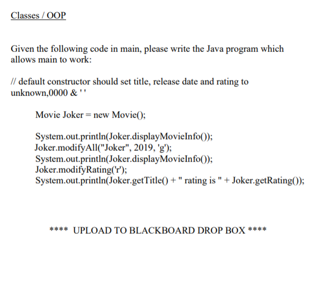 Solved Classes/OOP Given the following code in main, please | Chegg.com