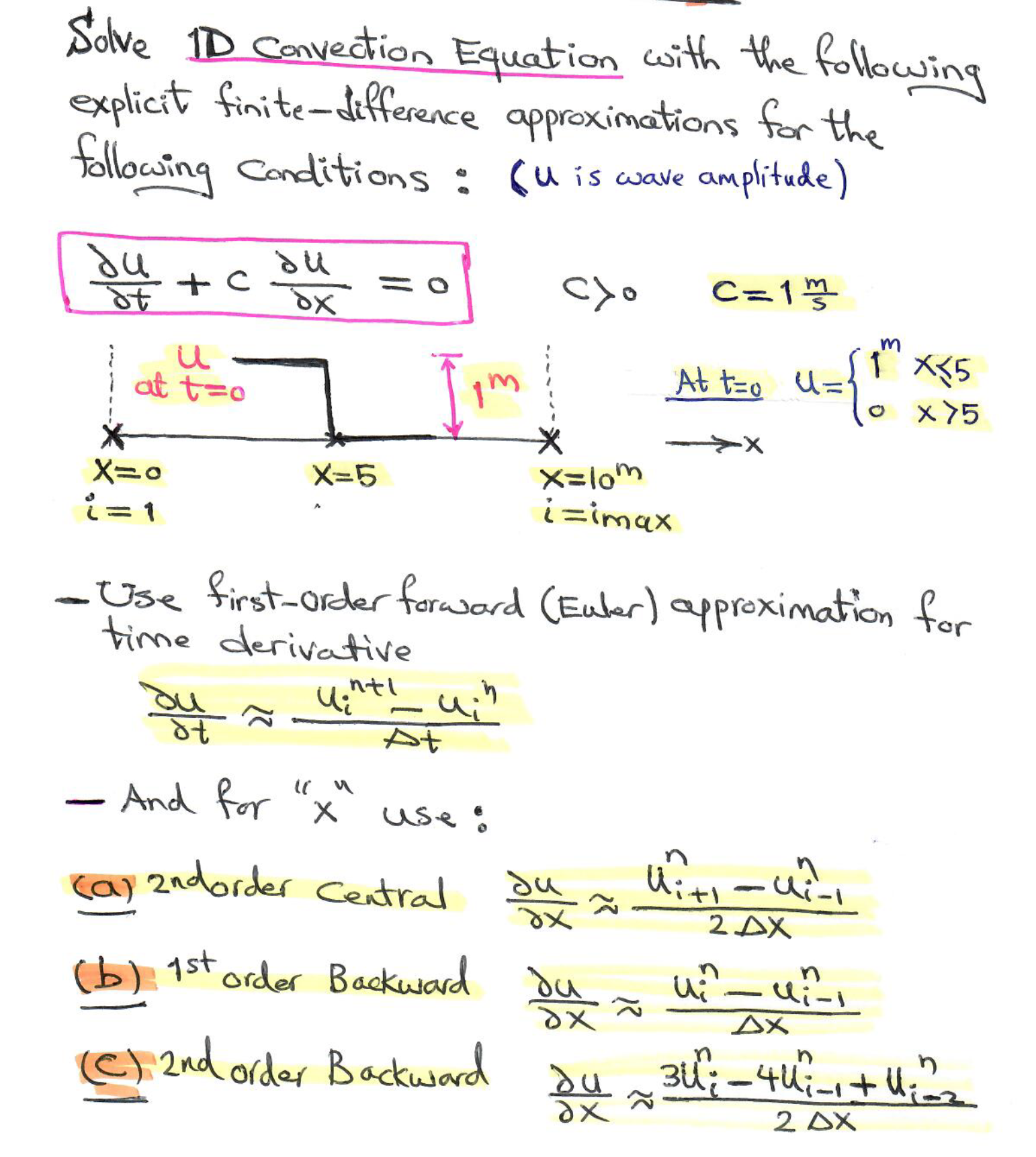 Solved Solve Id Convection Equation With The Following