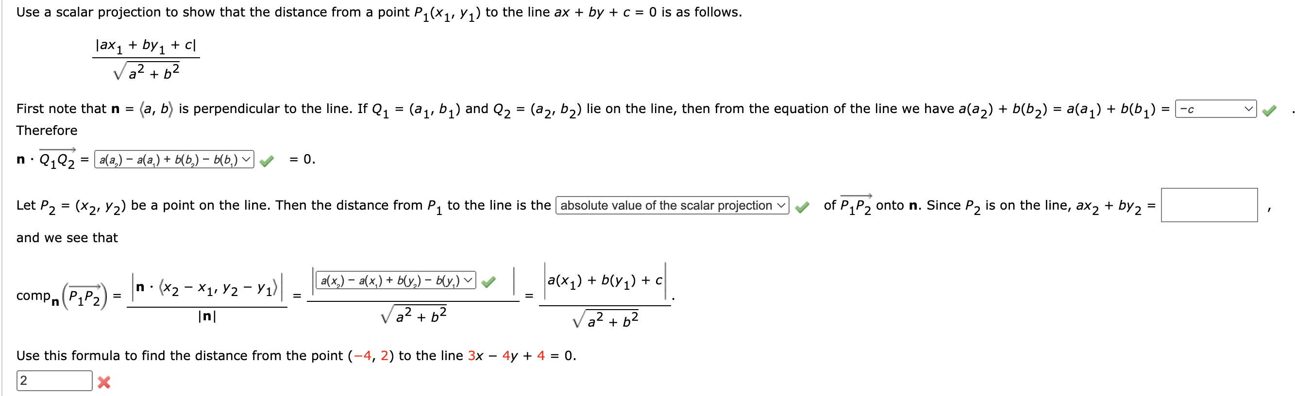 Solved Use a scalar projection to show that the distance | Chegg.com