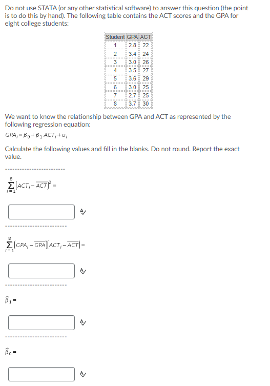 Solved Do not use STATA (or any other statistical software) | Chegg.com