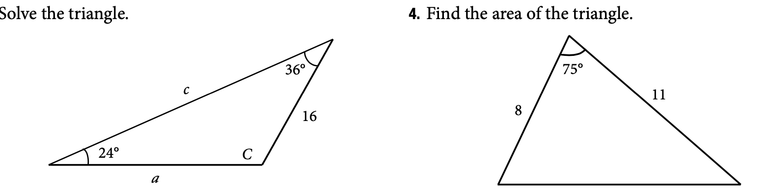 Solved Solve the triangle. 4. Find the area of the triangle. | Chegg.com