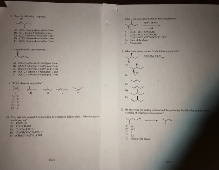 Solved 7. Name the following compound: 11. What is the maior | Chegg.com