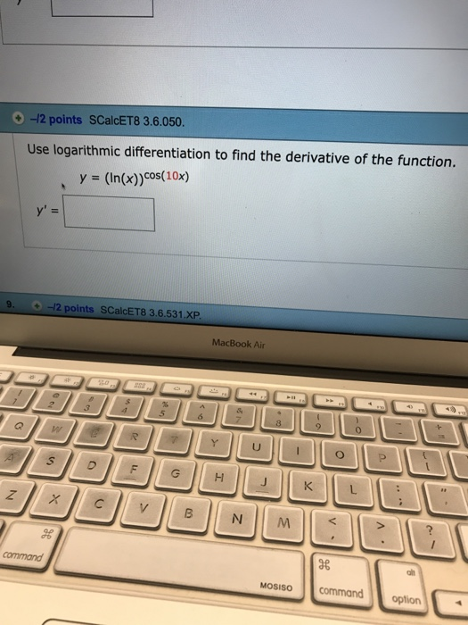 Solved +)-12 points scalcET8 3.6.050 Use logarithmic | Chegg.com