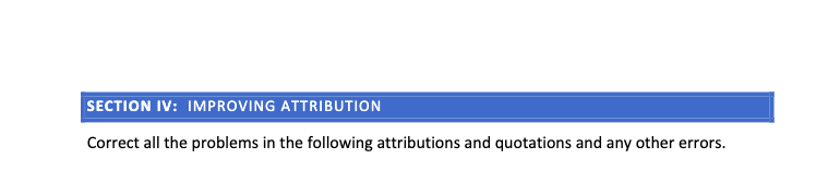 Solved SECTION IV: IMPROVING ATTRIBUTION Correct all the | Chegg.com