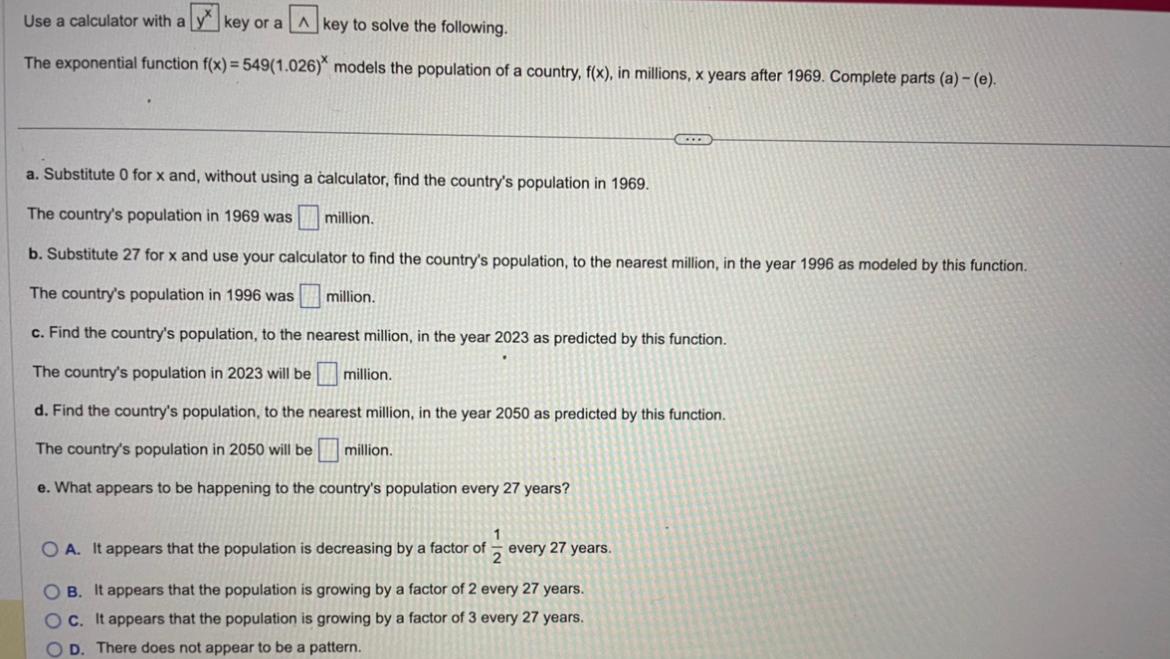 Solved Use a calculator with a key or a key to solve the | Chegg.com