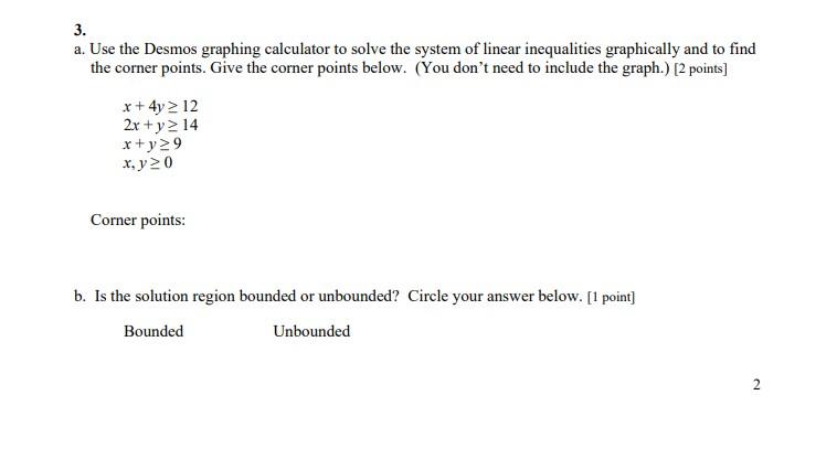 Solved 3. a. Use the Desmos graphing calculator to solve the | Chegg.com